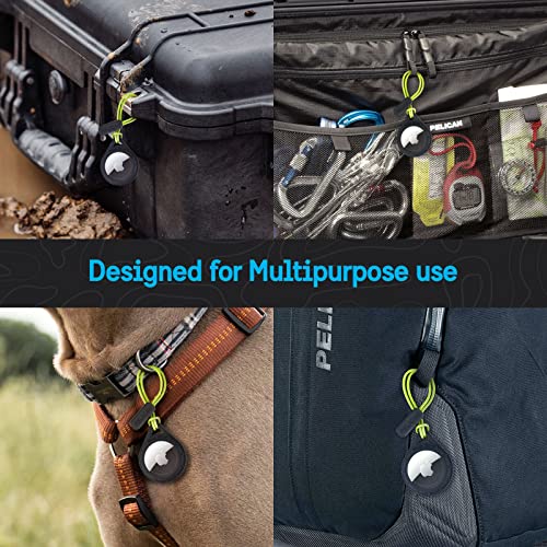 Pelican Protector AirTag Holder - AirTag Keychain w/ Rugged Strap Loop [Impact Resistant] [Travel Essentials] - Protective Apple AirTag Case for Dog Collar, Backpack ,Keys ,Luggage -Black/Yellow