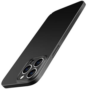 jetech upgraded slim (0.85 mm thin) case for iphone 13 pro max 6.7-inch, camera lens cover full protection, ultra thin lightweight matte hard pc, support wireless charging (black)