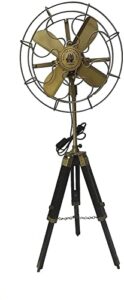 nauticacollectical antique brass pedestal fan with wooden tripod floor stand