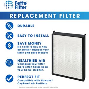 Fette Filter - 3 Pack of Filter Replacements Compatible with NUWAVE OxyPure Large Area Smart Air Cleaner Purifier Models 47001, 47002, 47003, 47004, 47005, and 47006, Activated Carbon + HEPA Combo (3)