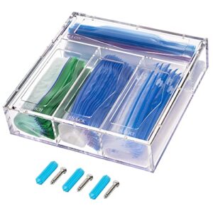 elavain acrylic ziplock bag storage organizer and dispenser, ziplock bag organizer, drawer & wall-mount food storage bag organizer for sandwich, snack, quartz, gallon/freezer, storage & slider bags