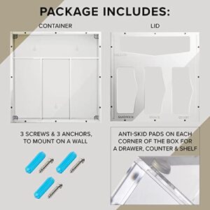 Elavain Acrylic Ziplock Bag Storage Organizer and Dispenser, Ziplock Bag Organizer, Drawer & Wall-Mount Food Storage Bag Organizer for Sandwich, Snack, Quartz, Gallon/Freezer, Storage & Slider Bags