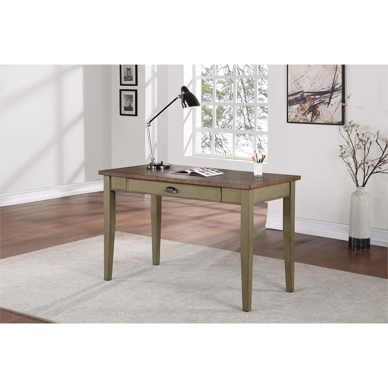 Martin Furniture Farmhouse Wood, Writing Table, Office Desk, Sage Green