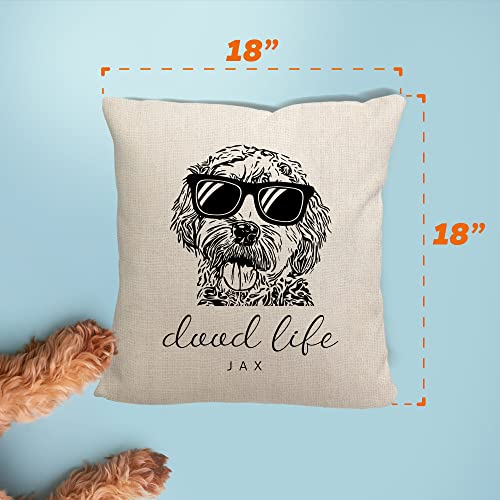 Pattern Pop - Personalized Doodle Throw Pillow - 18”x18” Dog with Glasses Pillow - Great for Gifting - Pillow Personalized for You - Made to Celebrate Your Pup - Linen