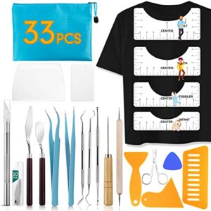 33pcs vinyl weeding tools with t-shirt ruler guide ,craft tools set for diy heat transfer printing, weeding vinyl,silhouettes,scrapbooking,lettering, cutting, splicing.