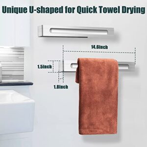 Yastant 2pcs Bath Towel Holders, Stainless Steel Brushed Towel Holder for Bathroom Wall, Adhesive Towel Bar for Bathroom Kitchen, 14.6Inch