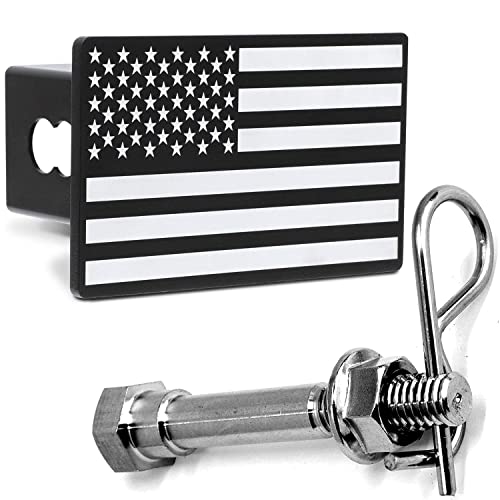 UOBMALL Heavy American Flag Metal Trailer Hitch Cover for 2 inch Receivers with Stainless Steel Pin Bolt