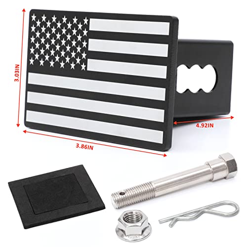 UOBMALL Heavy American Flag Metal Trailer Hitch Cover for 2 inch Receivers with Stainless Steel Pin Bolt