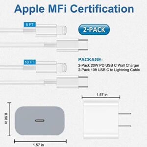 iPhone Charger fast charging [APPLE MFi Certified] 2 pack Apple Type C Wall Charger Block with 2 pack [6FT&10FT] Long USB C to lightning cable for iPhone 14/13/12/12 Pro Max/11/Xs Max/XR/X,AirPods Pro