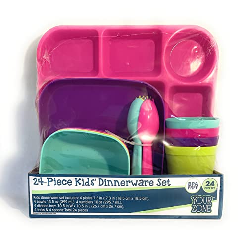 24-Piece Kids"Dinnerware Set (Multicolor, Tableware)