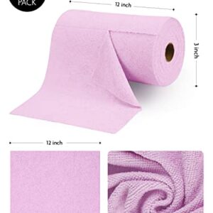 Fantasticlean Microfiber Cleaning Cloth Roll -75 Pack, Tear Away Towels, 12" x 12", Reusable Washable Rags (Purple)