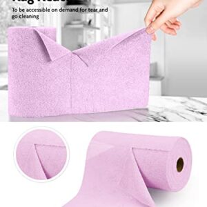 Fantasticlean Microfiber Cleaning Cloth Roll -75 Pack, Tear Away Towels, 12" x 12", Reusable Washable Rags (Purple)