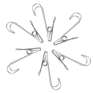 YYANGZ 15PCS Stainless Steel Metal Long Tail Clip with Hooks Laundry Hooks Clothes Pins Hanging Clips Clothes Pins Hanging Universal Clips