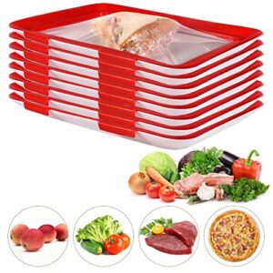 MOJUN Food preservation tray, Stackable and Reusable Food Storage Trays Save Space and Keep Food Fresh, for meats Vegetable Fruit, 8 Pack