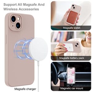 MCFANCE Silicone Magnetic Case for iPhone 13 Magsafe Case Silicone Phone Case with Microfiber Lining for iPhone 13 6.1 inch 2021, Pinksand