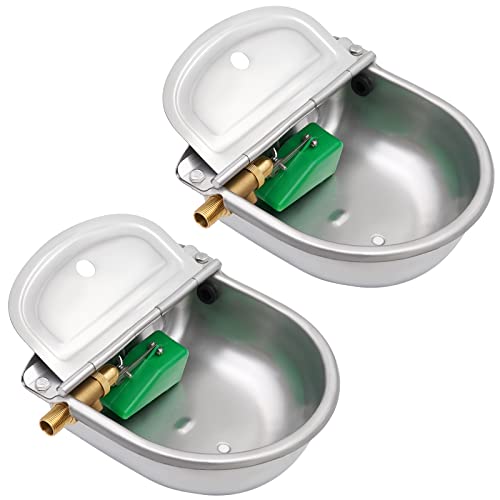 2 Set Automatic Dog Water Bowl Trough Waterer 304 Stainless Steel 2.5L Livestock Water Dispenser for Horses Cattles Goats Sheeps Dogs