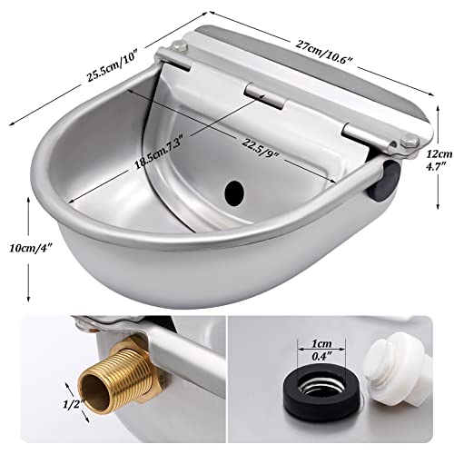 2 Set Automatic Dog Water Bowl Trough Waterer 304 Stainless Steel 2.5L Livestock Water Dispenser for Horses Cattles Goats Sheeps Dogs