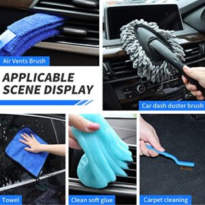 ACTY 17Pcs Car Interior Detailing Kit, Cleaning Kit with High Power Handheld Vacuum, Brush Set, Windshield Tool, Gel, Microfiber Towels, Complete Care, Blue