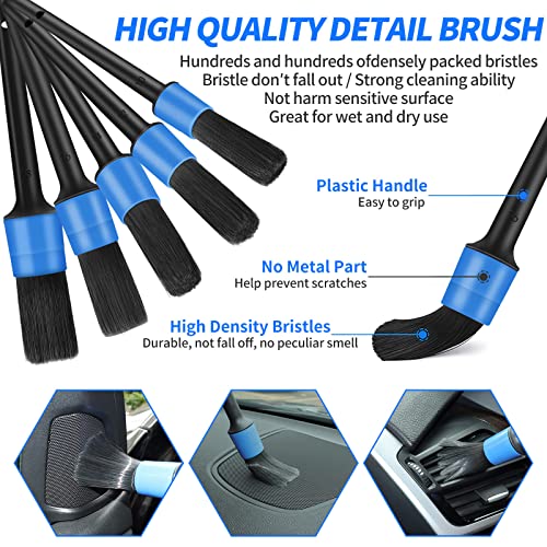 ACTY 17Pcs Car Interior Detailing Kit, Cleaning Kit with High Power Handheld Vacuum, Brush Set, Windshield Tool, Gel, Microfiber Towels, Complete Care, Blue