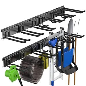 dobures garage storage rack, tool storage rack, garage organizer wall mounted storage system, heavy duty hooks, 6 hooks, rack for tools, chairs,max load 600lbs