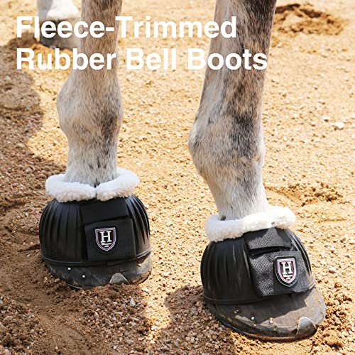 Harrison Howard Essential Rubber Bell Boots with Fleece Lining Touch-Close Overreach Boots Sold in Pairs