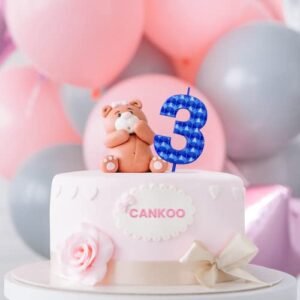 2 Birthday Candle - Number 2 Candle - CANKOO Blue Diamond Birthday Cake Candles for Boys Girls Kids Adults - Big Number 12 20 21 22 23 24 25 26 27 28 29