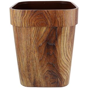 zerodeko plastic trash can wood grain wastebasket garbage container vintage open top recycling bin for bathroom bedroom powder rooms home office dorm brown 13 gallon trash can