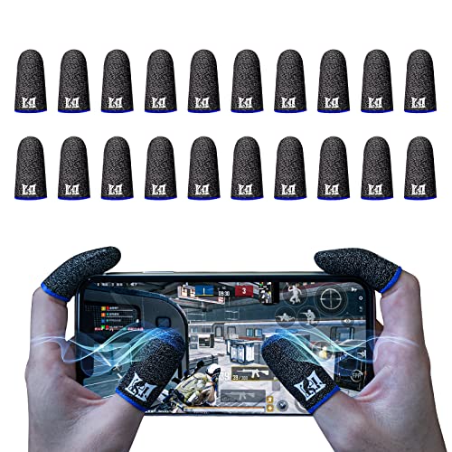 20 PCS Finger Sleeve for Gaming,Seamless Thumb Finger Sleeve Silver Fiber Mobile Phone Gaming Finger Sleeves, Breathable & Sweatproof, for League of Legend, Pubg, Rules of Survival, Knives Out