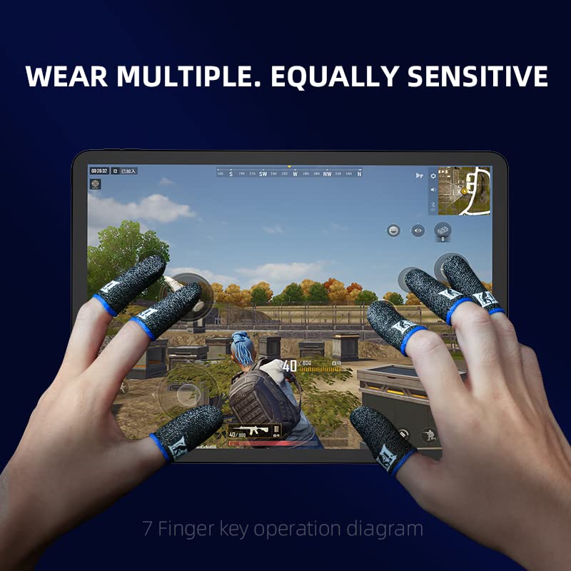 20 PCS Finger Sleeve for Gaming,Seamless Thumb Finger Sleeve Silver Fiber Mobile Phone Gaming Finger Sleeves, Breathable & Sweatproof, for League of Legend, Pubg, Rules of Survival, Knives Out