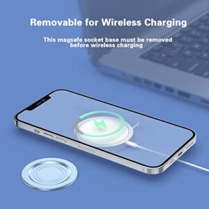 AUROX Compatible with MagSafe Base for iPhone 14 13 12 Magnetic Base Plate【Base Only】 Intended for Pop Socket Grip and Phone Ring Holder【Removable Wireless Charging】(DarkBlue)