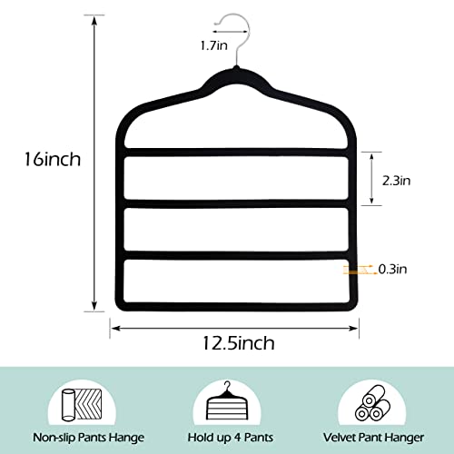 Velvet Pants Clothes Hanger Space Saving Non-Slip Pants Shorts Hanger, Myfolrena Jeans Slack Trousers Hangers Multiple Velvet Hanger Closet Organizer Storage and Organization for Jeans,Scarf,Tie