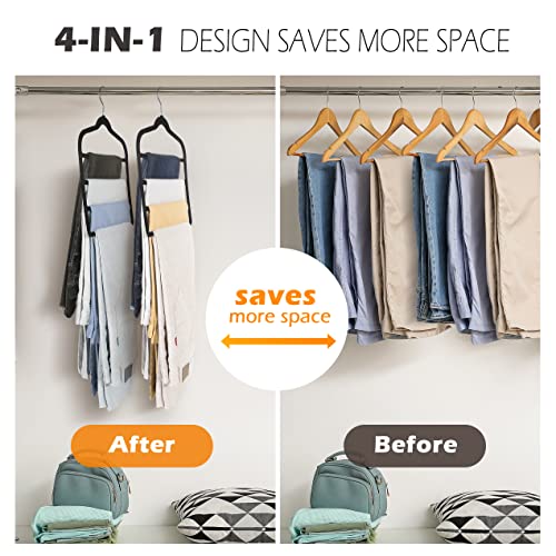 Velvet Pants Clothes Hanger Space Saving Non-Slip Pants Shorts Hanger, Myfolrena Jeans Slack Trousers Hangers Multiple Velvet Hanger Closet Organizer Storage and Organization for Jeans,Scarf,Tie