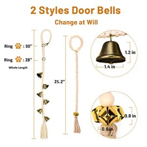 HOSFROLL Dog Doorbell, Dog Bell for Door Potty Training Bell Dog Supplies Door Bell for Dogs to Ring to Go Outside Puppy Training Potty Bells Hanging Handwoven Cotton Rope Copper Bells