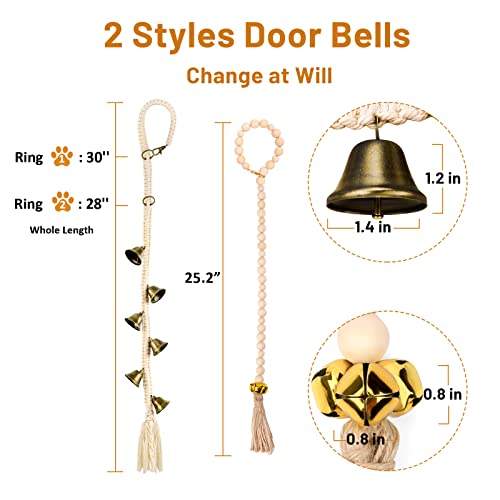 HOSFROLL Dog Doorbell, Dog Bell for Door Potty Training Bell Dog Supplies Door Bell for Dogs to Ring to Go Outside Puppy Training Potty Bells Hanging Handwoven Cotton Rope Copper Bells