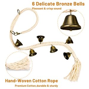 HOSFROLL Dog Doorbell, Dog Bell for Door Potty Training Bell Dog Supplies Door Bell for Dogs to Ring to Go Outside Puppy Training Potty Bells Hanging Handwoven Cotton Rope Copper Bells