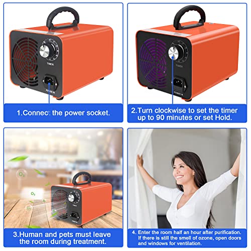 VTAR Ozone Machine Generator 20,000 mg/h High Capacity Generator,Ozone Machine Odor Removal,for Large Space Area, home,Basement,Hotel, Car,Smoke,Pet.（Orange）