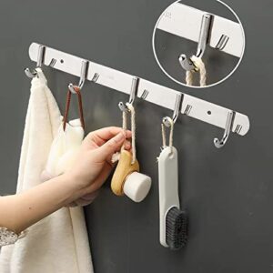 cocivivre coat rack wall mounted no drill 5 hanging hook heavy duty 304 stainless steel hook rack brushed finish waterproof for bedroom, bathroom,entryway storage set of 2 (15in)