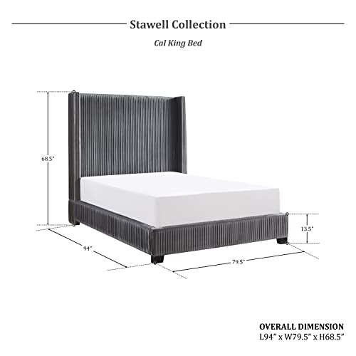 Lexicon Stawell Upholstered Panel Bed, Cal King, Dark Gray