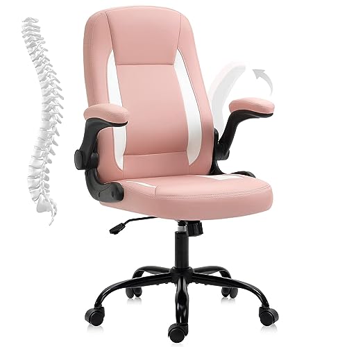 SEATZONE Pink Office Chair Executive Desk Chair with arms High Back Modern Computer Chairs for Women