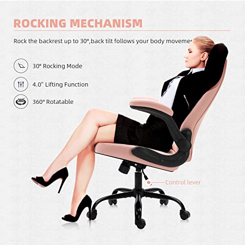 SEATZONE Pink Office Chair Executive Desk Chair with arms High Back Modern Computer Chairs for Women