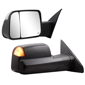 towing mirrors for 2019-2022 ram 1500 - dodge tow mirror with power glass heated turn signal light puddle lamp temp sensor flip up pair set