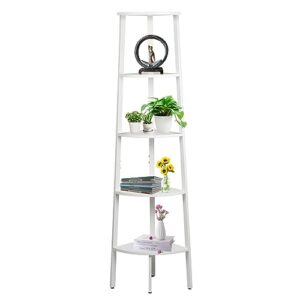 bigtree 5-tier corner ladder shelf shelving unit 62.32” tall corner bookcase storage display organizer storage stand multipurpose bookshelf and plant stand for home office(white)