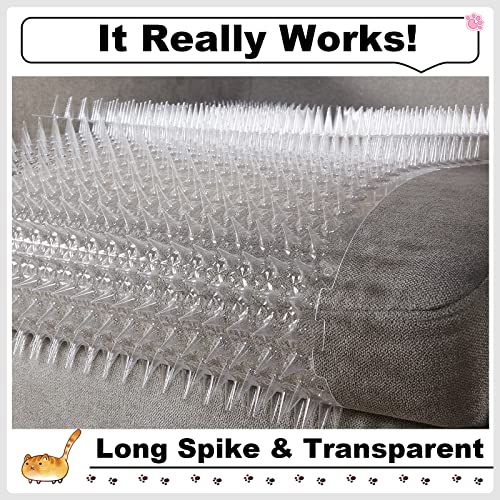 20 Pcs Cat Repellent Outdoor Indoor Mat Clear Cat Scat Mat Plastic Cat Deterrent Cat Repellent Mat with Spikes Furniture Plant Protectors from Cats Dogs Birds, 16 x 13 Inches