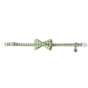 AIITLE Breakaway Cat Collar with Cute Bow Tie and Bell, Detachable Adjustable Safety Collars for Girl Cats and Boy Cats, Kittens, Puppy, Soft Stylish Plaid Patterns Cat Collars,Green