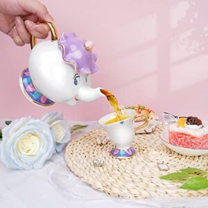 LEEPENK Mrs Potts Teapot Disney Beauty and Beast Teapot & Mug Mrs Potts and Chip Tea Set Ideal Gifts for Girl and Home Decorationl