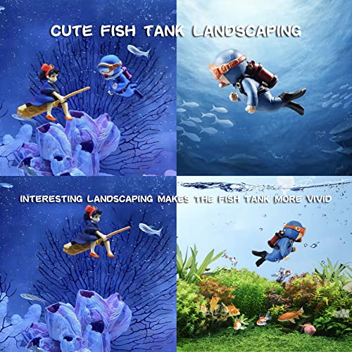 Floating Fish Tank Decorations, Aquarium Decorations Fish Tank Accessories, Suitable for All Kinds of Fish Tanks Scene Layout (Lovely Diver and Little Fairy)