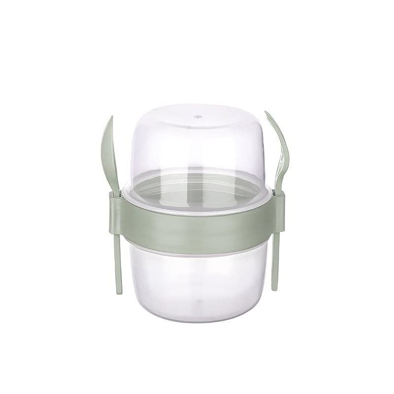 GanoOne On the Go Cups, Take and Go Cup with Topping Cereal or Oatmeal Container, Portable Lux Cereal To-Go Container with Top Lid Granola & Fruit Compartment (Grey)