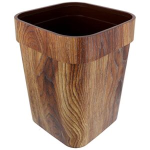 cabilock desktop trash bin vintage trash can imitation wooden garbage can waste bin wastebasket garbage container rubbish bin for home office bathrooms powder rooms 13 gallon trash can rubbish