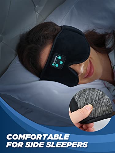 Bluetooth Sleep Mask, Boodlab Sleeping Headphones for Side Sleepers, Sleep Mask with Bluetooth Headphones with Adjustable Stereo Speakers Microphone Handsfree, Cool Gadgets Gift for Women Man