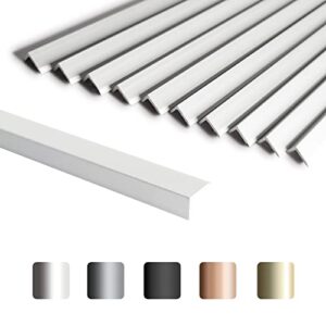 sunwings 10-pack 12 inch peel and stick aluminum tile trim, decorative kitchen backsplash trim edge, self adhesive tile liner matte silver medium